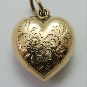 Antique Victorian 9ct Gold Plated Forget Me Not Heart Charm With Locket ...
