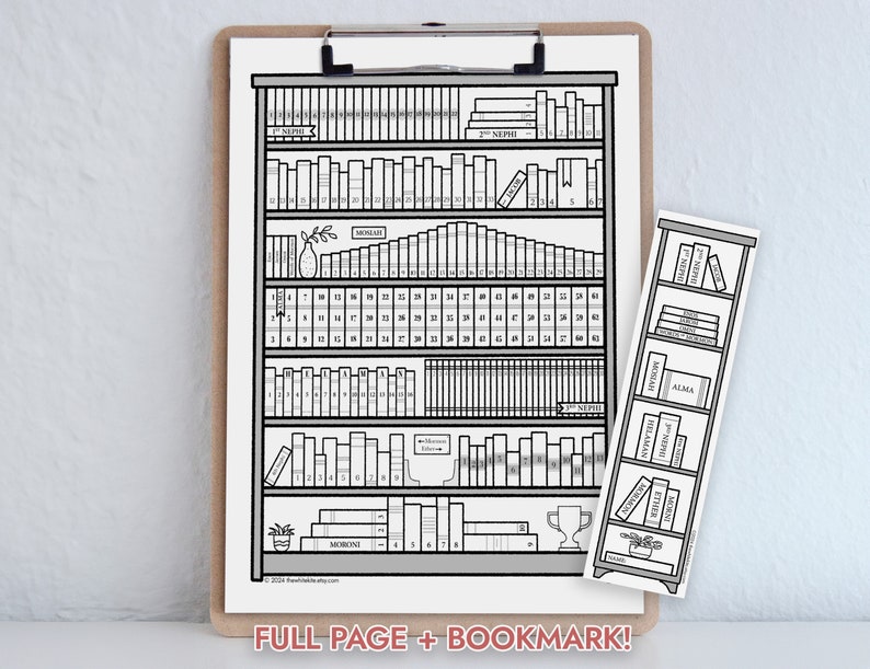 Book of Mormon Reading Chart: Bookshelf Coloring Page (instant Download ...