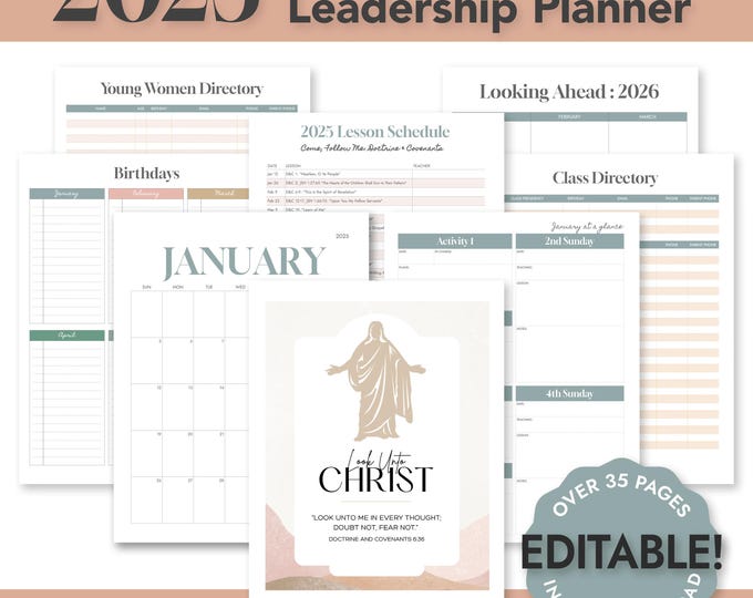 2024 LDS Young Women Planner | Printable YW Binder | Editable Organizer ...