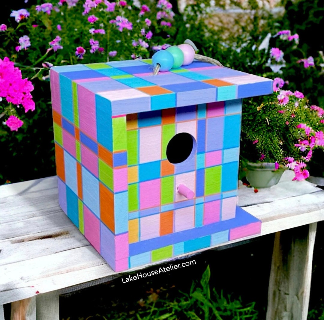 OOAK Cube Birdhouse, Hand Painted. Rubik's Cube Birdhouse. Piet ...