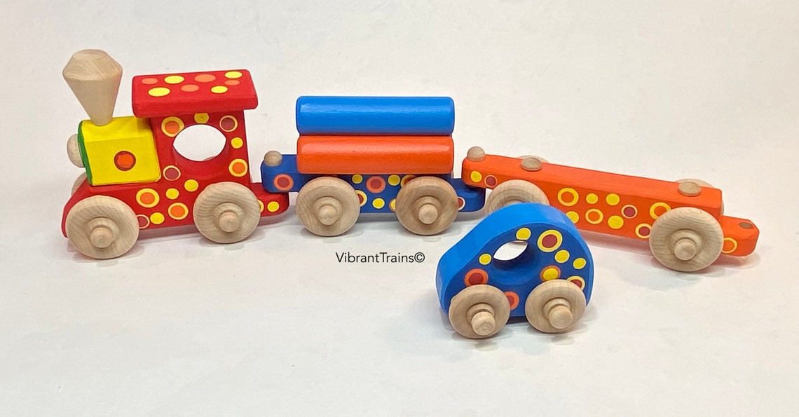 Hand Painted Toy Train Keepsake OOAK. Handmade Hand Painted Wooden Toy ...