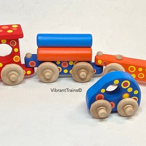 Hand Painted Toy Train Keepsake OOAK. Handmade Hand Painted Wooden Toy ...