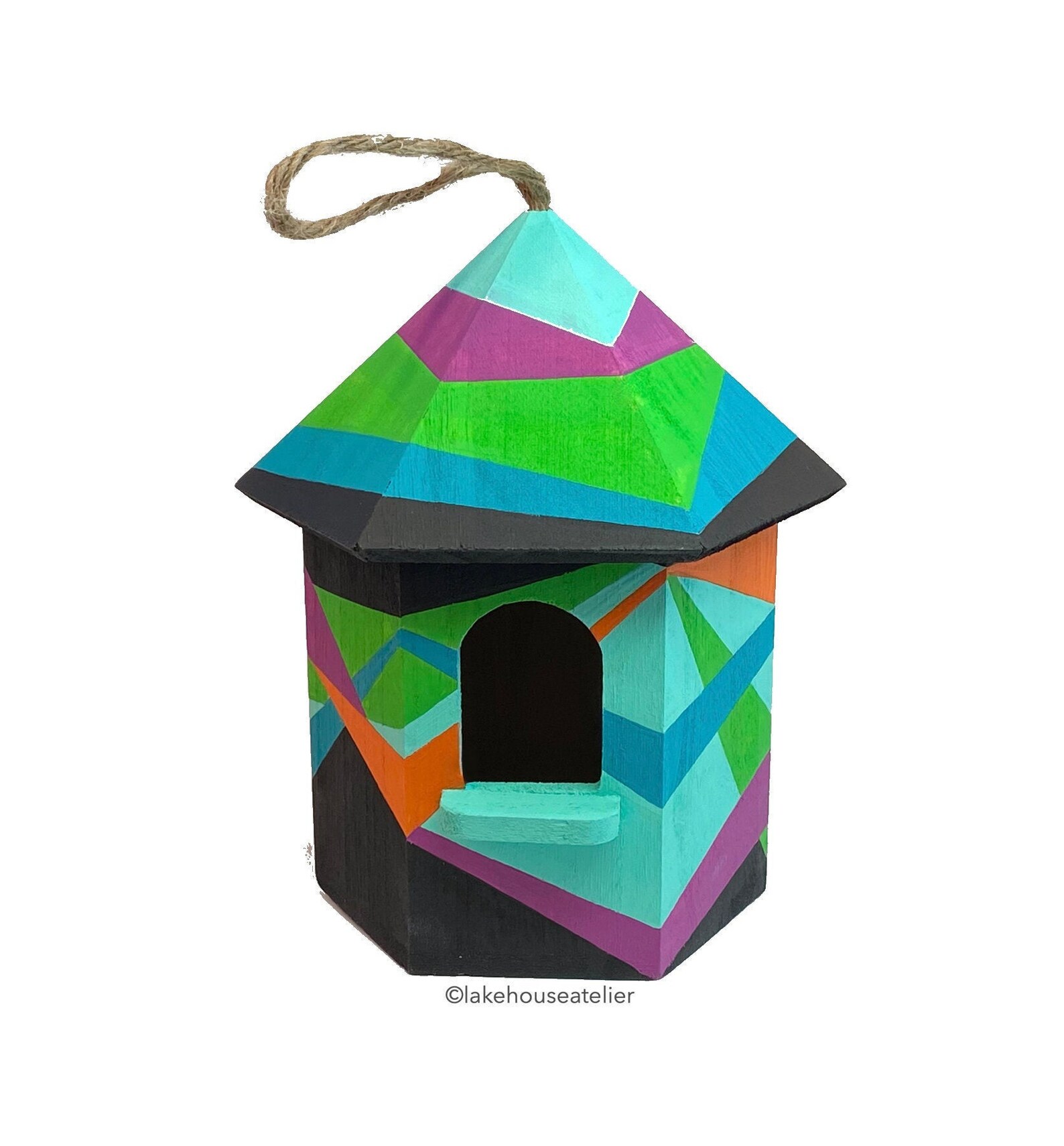 Hexagon Birdhouse Hand Painted. Hexagon Birdhouse Garden - Etsy UK