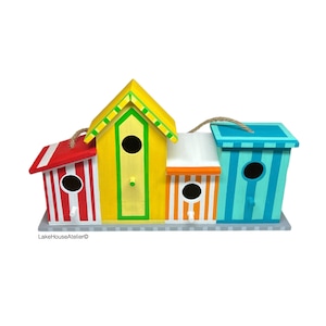 OOAK Four Section Birdhouse Hand Painted. Multi-family Birdhouse Beach ...