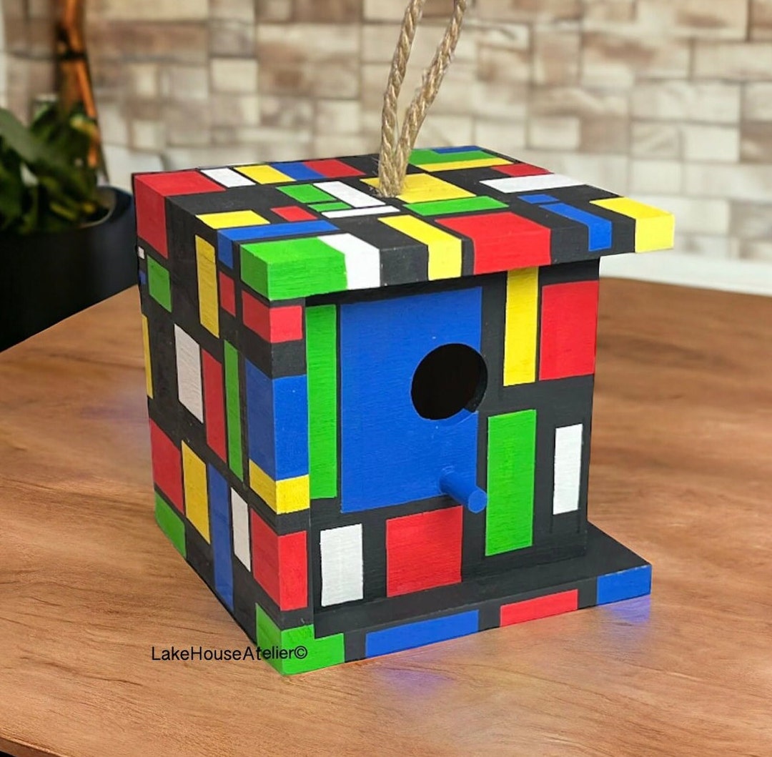 OOAK Cube Birdhouse, Hand Painted. Rubik's Cube Birdhouse. Piet ...