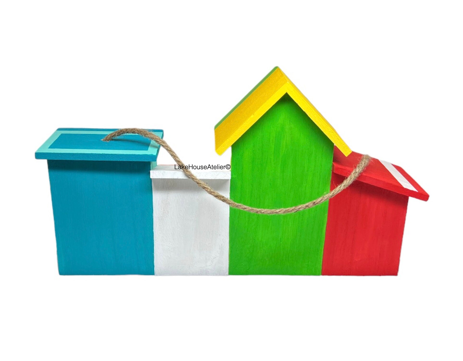 OOAK Four Section Birdhouse Hand Painted. Multi-family Birdhouse Beach ...