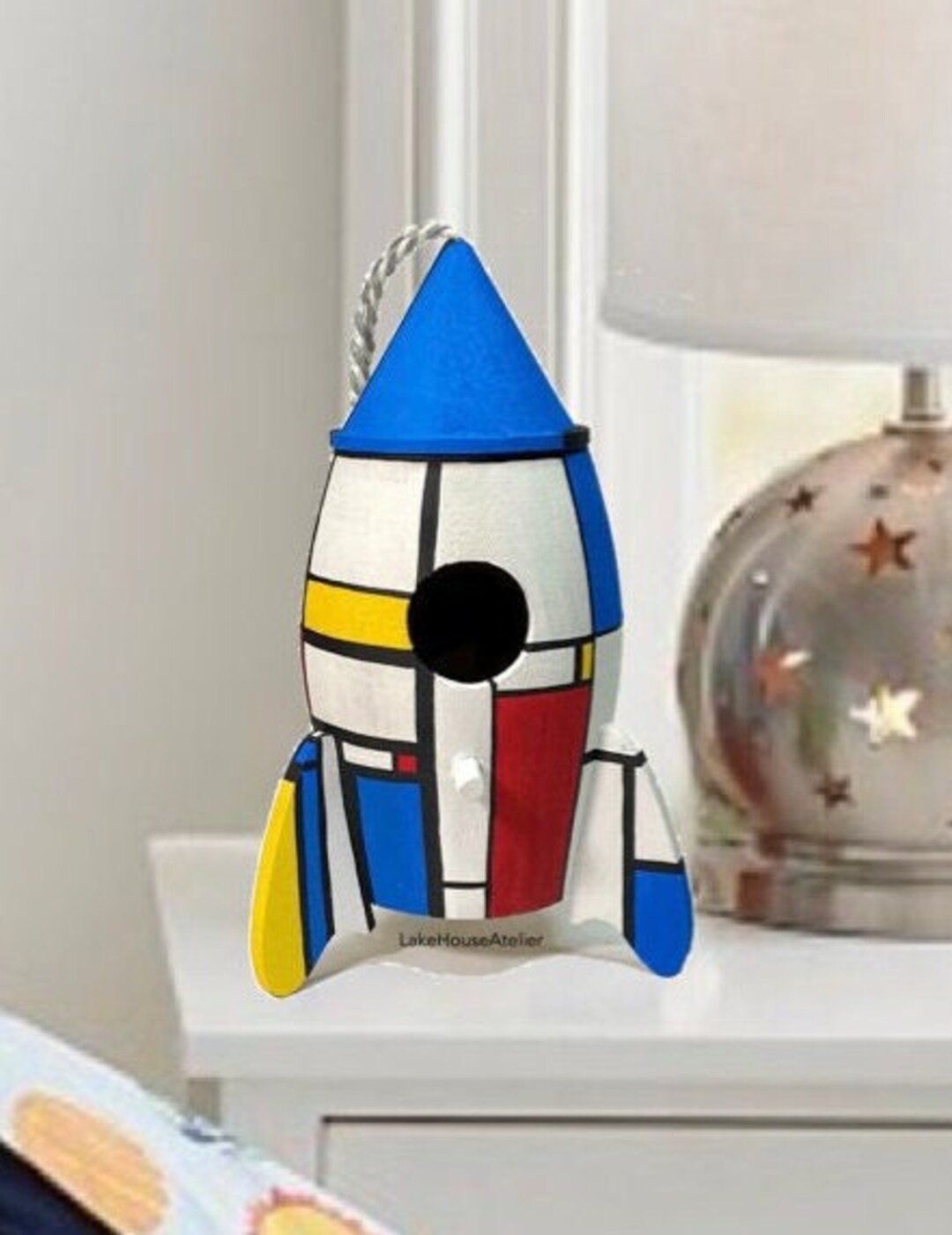 OOAK Rocket Ship Birdhouse Handmade. Piet Mondrian Style - Etsy