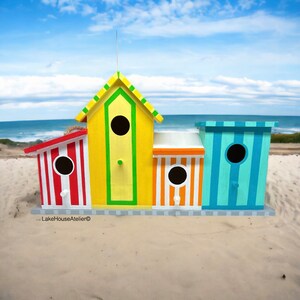 OOAK Four Section Birdhouse Hand Painted. Multi-family Birdhouse Beach ...