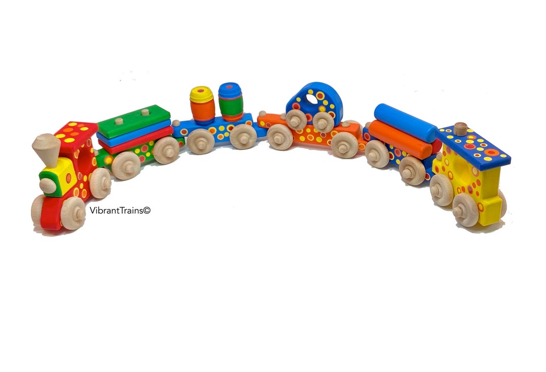 Hand Painted Toy Train Keepsake OOAK. Handmade Hand Painted Wooden Toy ...