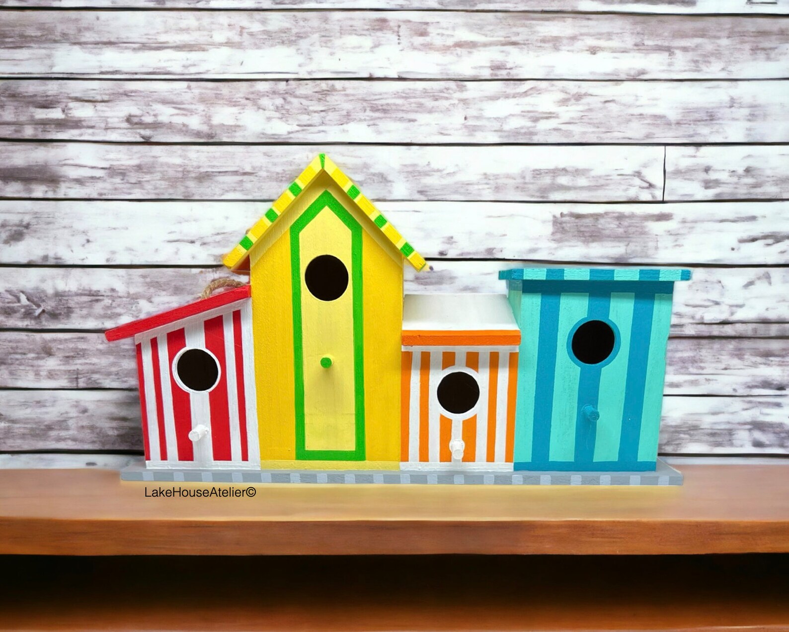 OOAK Four Section Birdhouse Hand Painted. Multi-family Birdhouse Beach ...