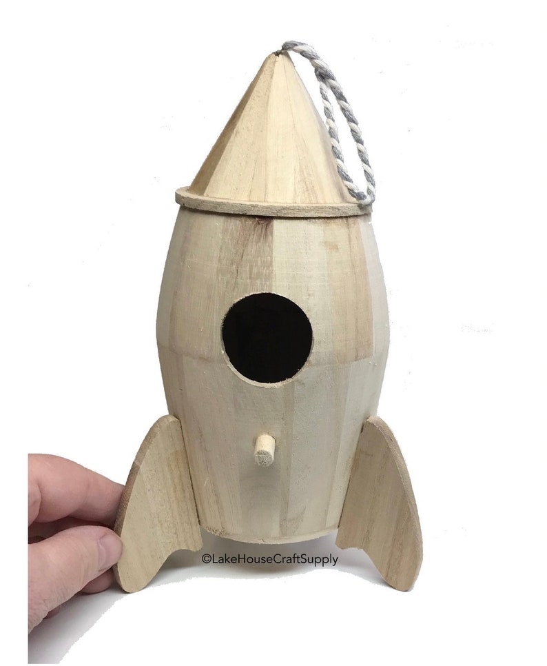 Space Theme Centerpiece. Hanging Rocket Ship Birdhouse. - Etsy