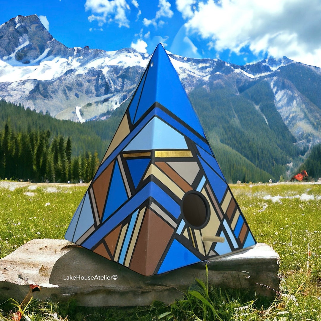 OOAK Unique Birdhouse, Ceramic, Hand Painted, Unique Geometric Design ...