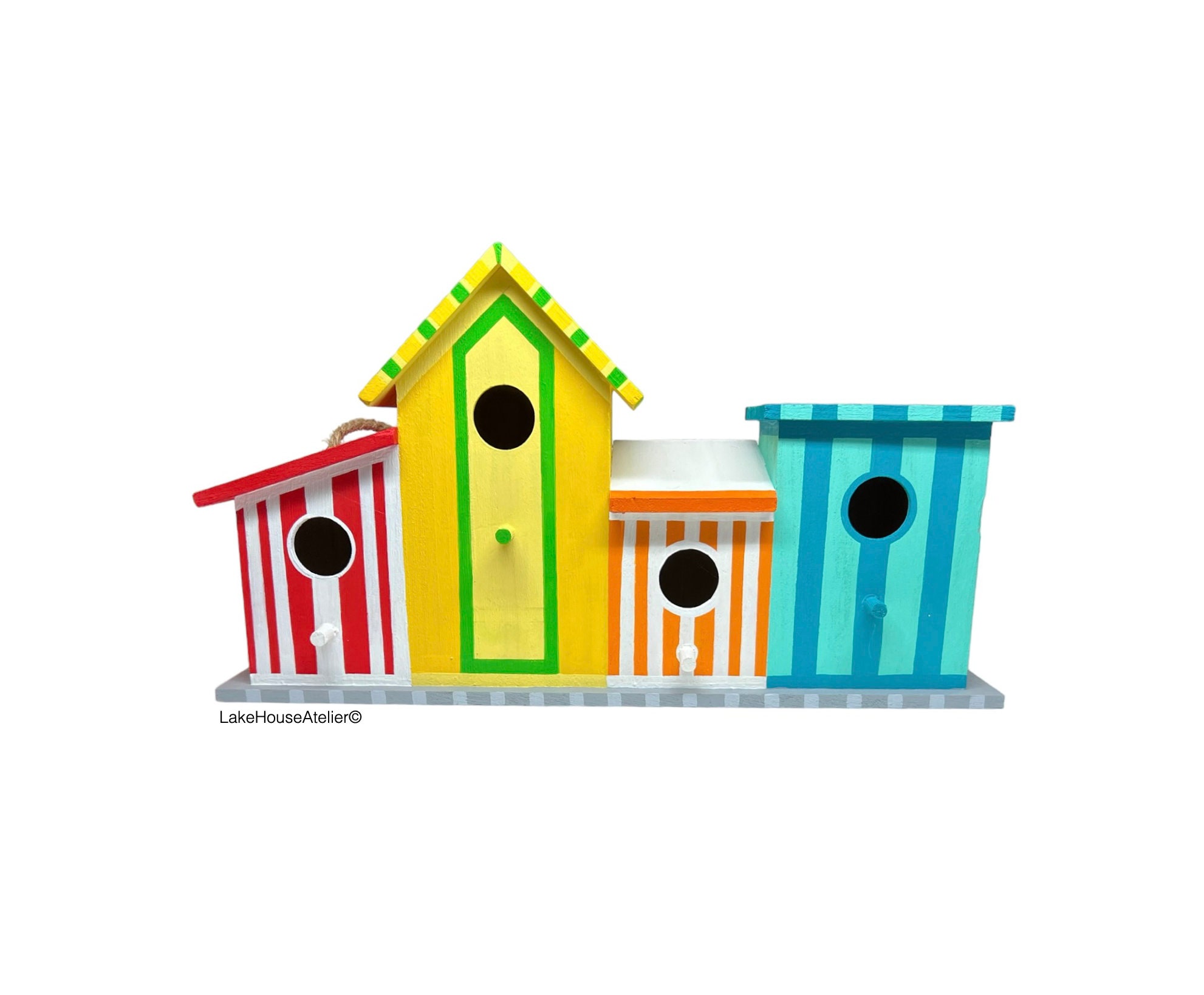 OOAK Four Section Birdhouse Hand Painted. Multi-family Birdhouse Beach ...