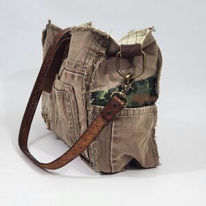 Oversized Weekender Tote Upcycled Distressed Brown Denim Jeans Extra Large Slouchy Bohemian Bag ...