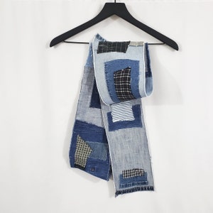 Upcycled Denim Scarf Patch Style Fashion Scarf One of A Kind Gift ...
