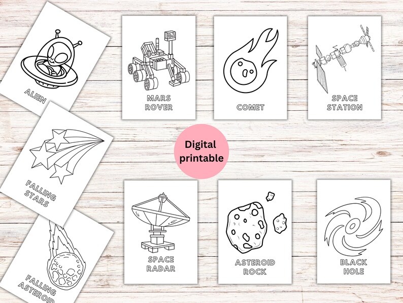 Space Coloring Pages, Digital Printable, Galaxy Coloring Sheets, Fun ...