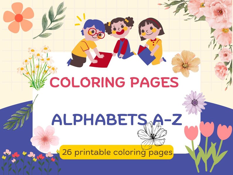 Floral Alphabet Coloring Pages: A-Z Printable Designs (digital Download ...