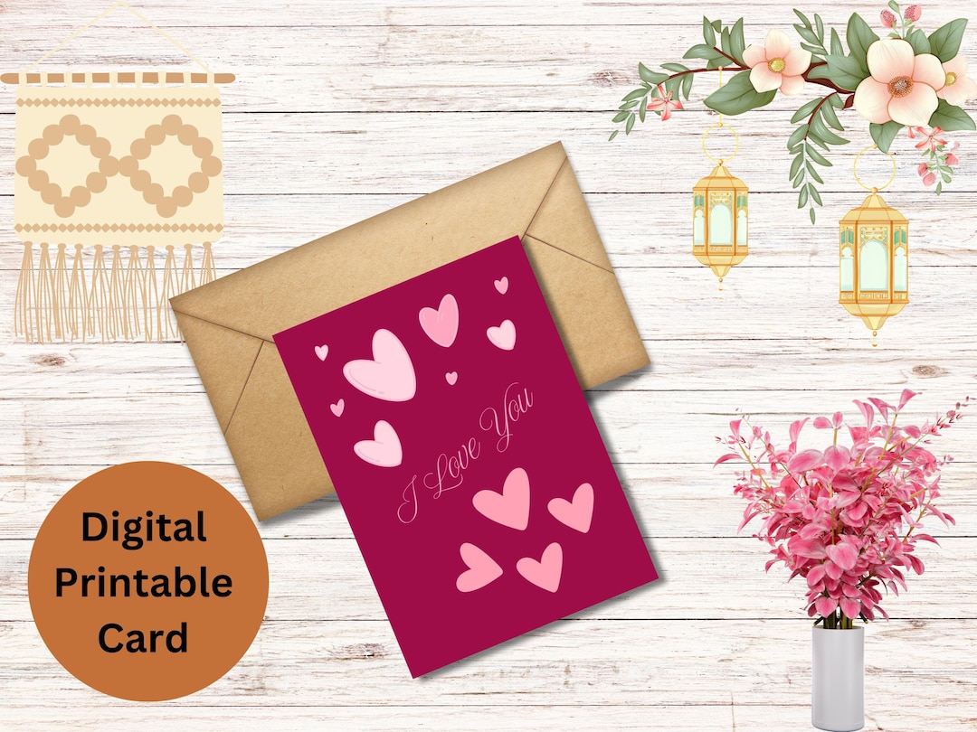 Printable Valentines Day Cards I Love You Card DIGITAL Download ...
