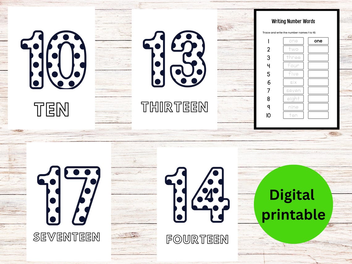 Number Coloring Pages 1-20 With Names - Educational Activity for Kids ...