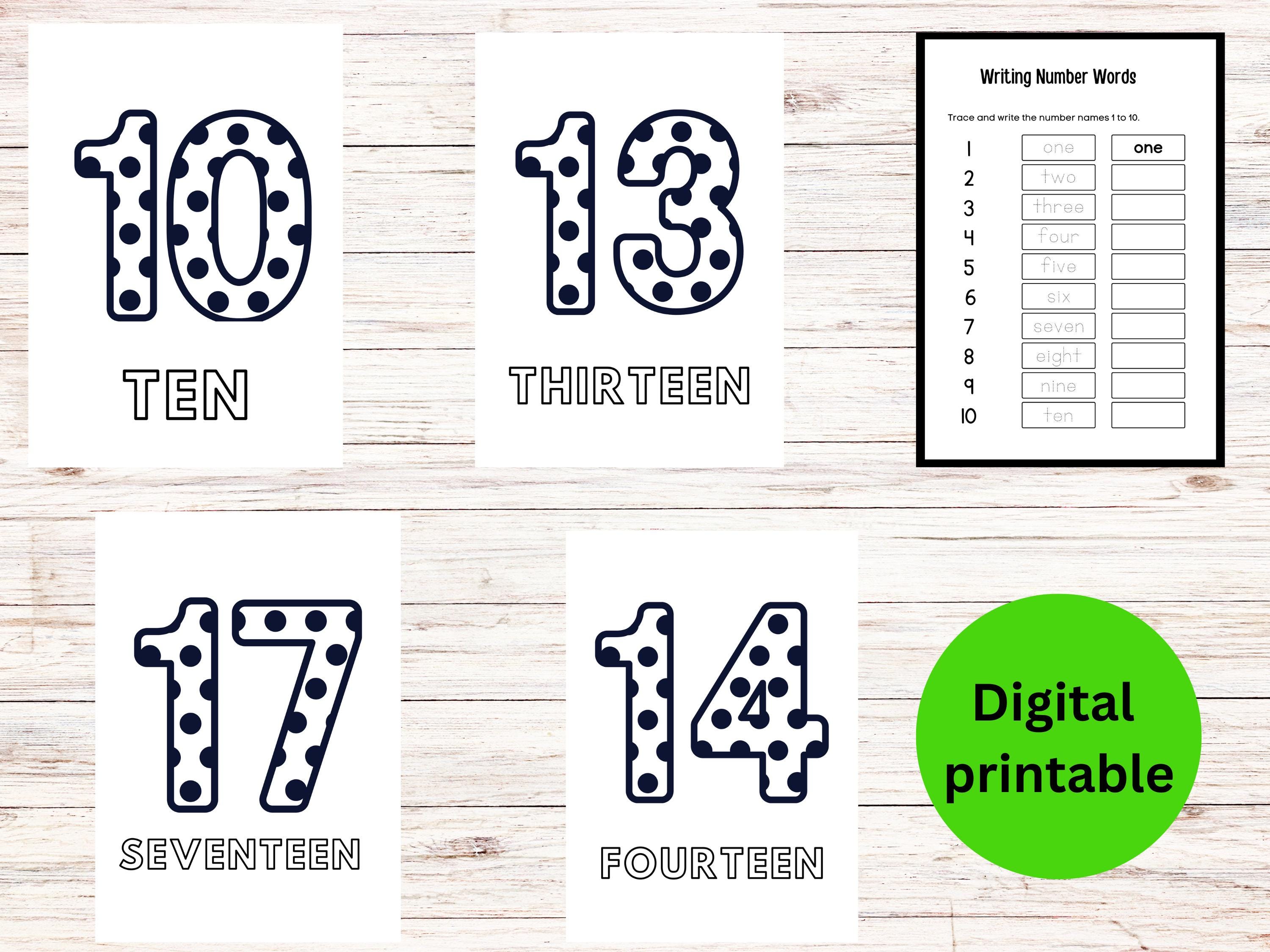 Number Coloring Pages 1-20 With Names - Educational Activity for Kids ...