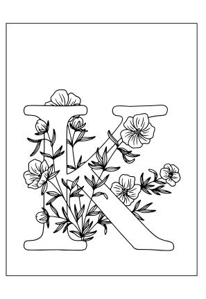 Floral Alphabet Coloring Pages: A-Z Printable Designs (digital Download ...