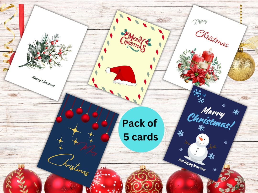 Merry Christmas Cards NEW YEAR Cards DIGITAL Download Beautiful ...