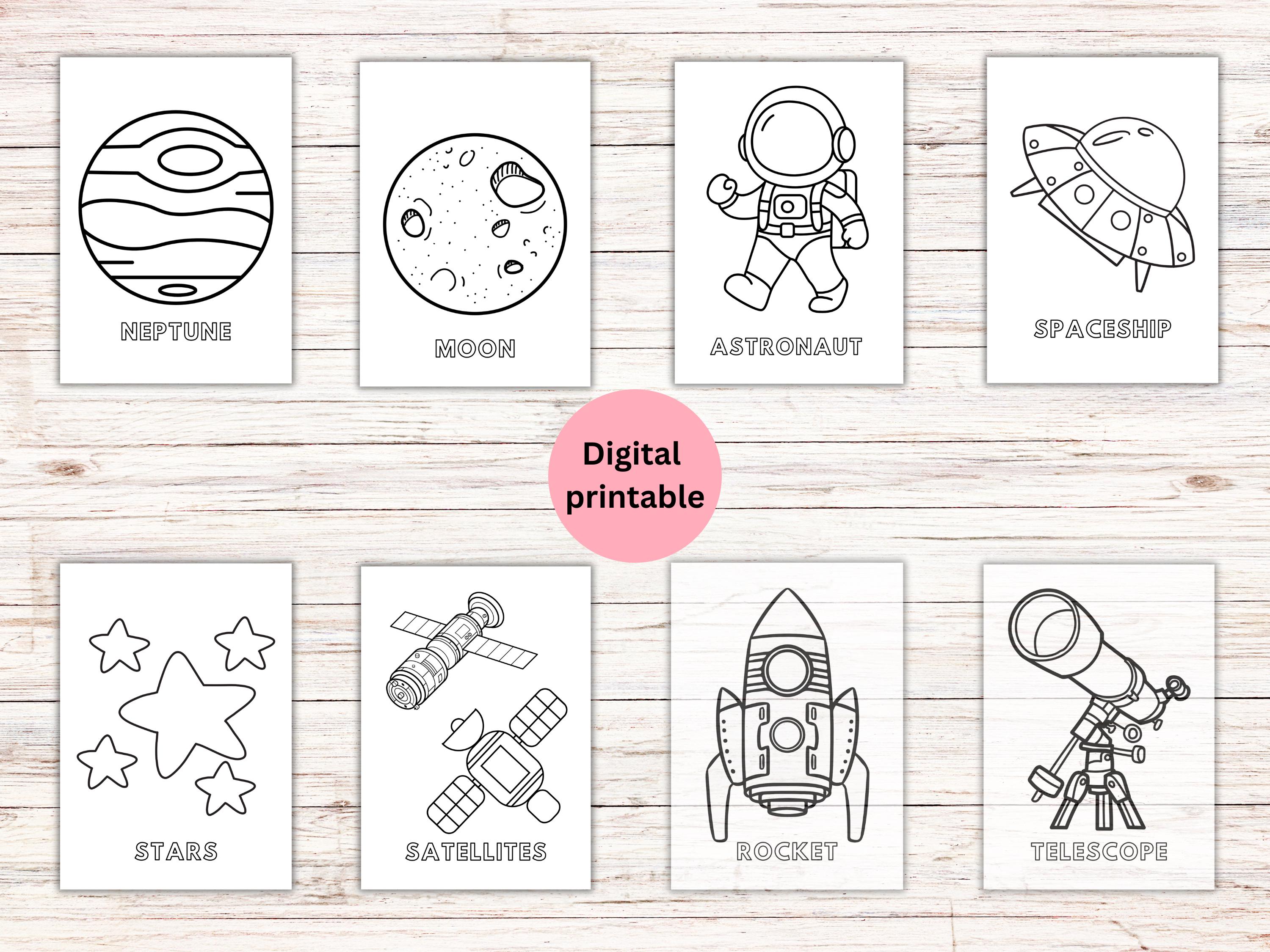 Space Coloring Pages, Digital Printable, Galaxy Coloring Sheets, Fun ...