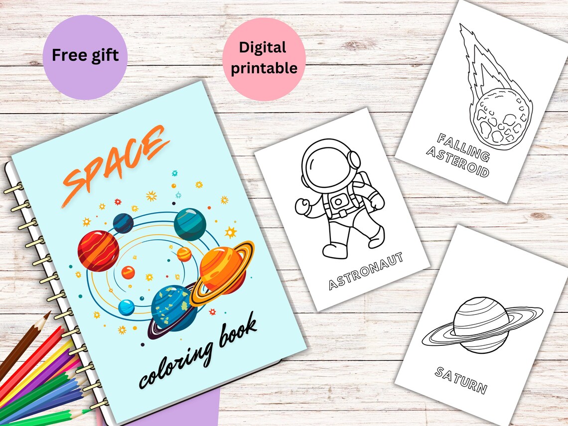 Space Coloring Pages, Digital Printable, Galaxy Coloring Sheets, Fun ...