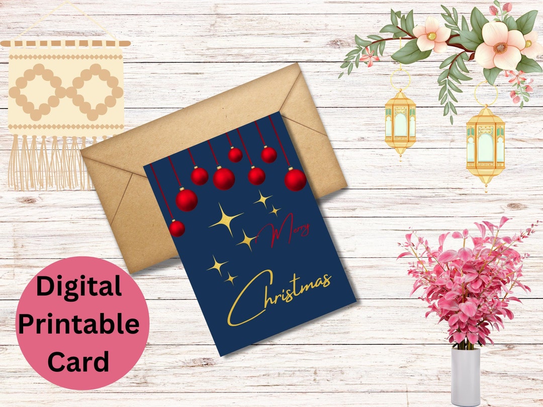 Merry Christmas Card - DIGITAL Download - Beautiful Printable Christmas ...