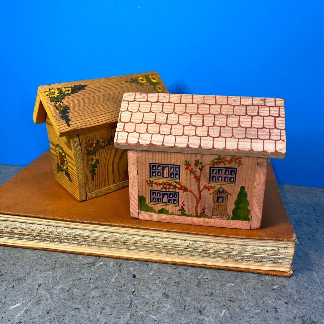 Wooden Houses Handmade Hand Decorated Hand Painted Folk Art Woodcraft ...