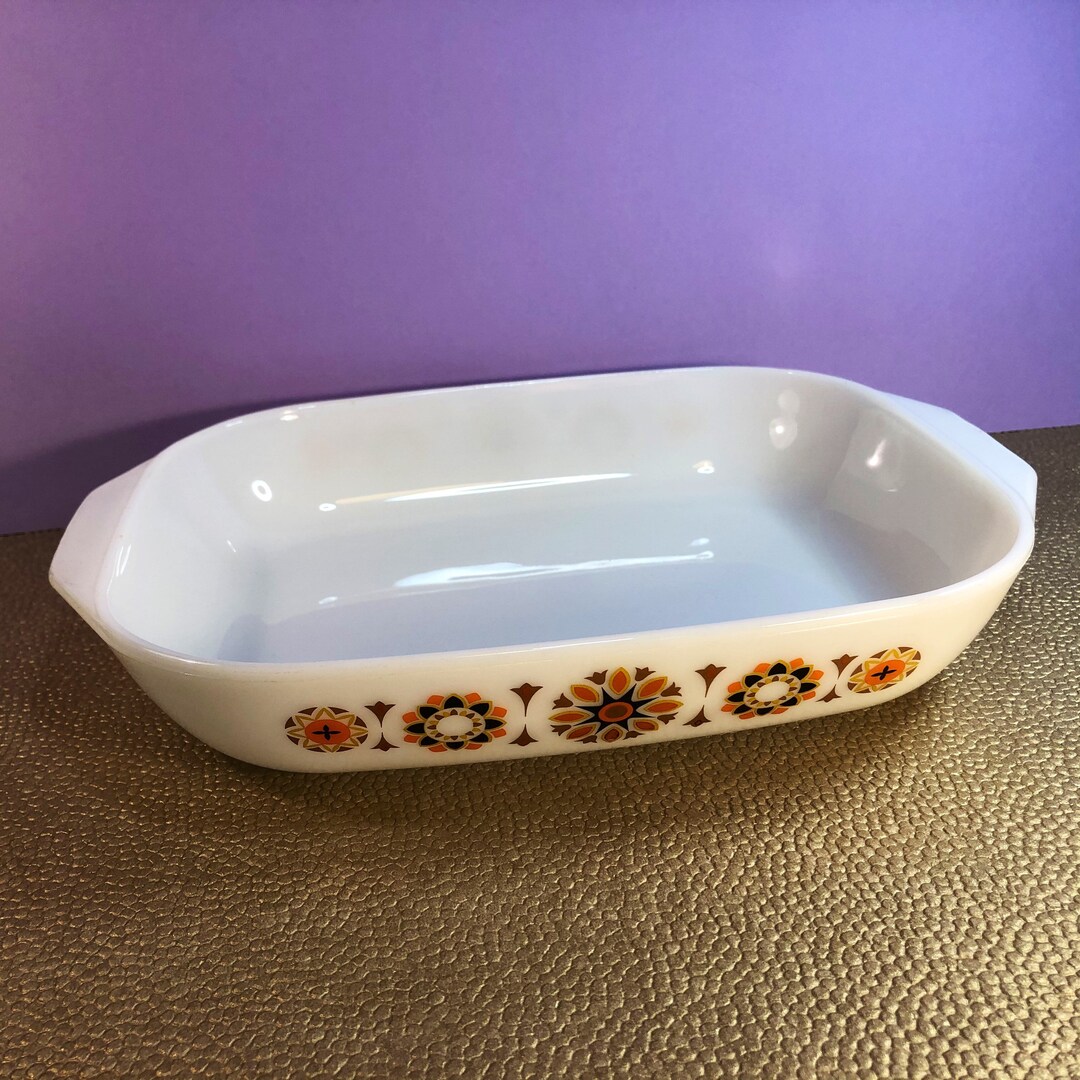 JAJ Pyrex Toledo Pattern Orange Yellow Brown Pyrex Dish Vintage Pyrex ...
