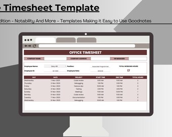 Engineering Timesheet Template, Digital Download, Editable Google Sheets, Easy-to-use Work Hour ...