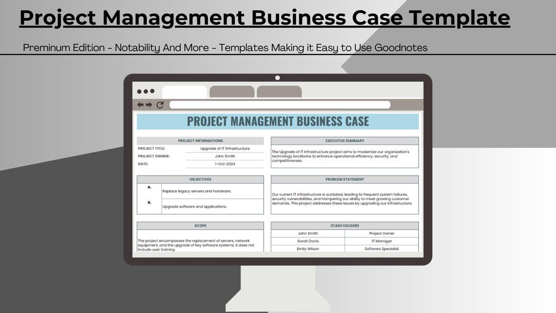 Project Management Business Case Template, Editable Google Sheets ...