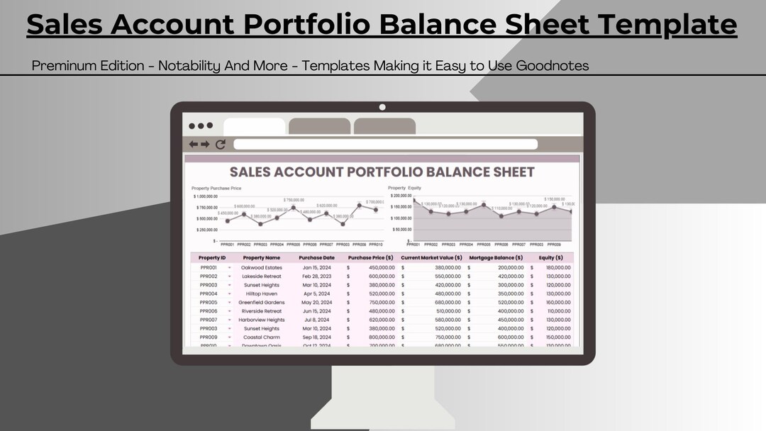 Sales Account Portfolio Balance Sheet Template, Editable Google Sheets ...