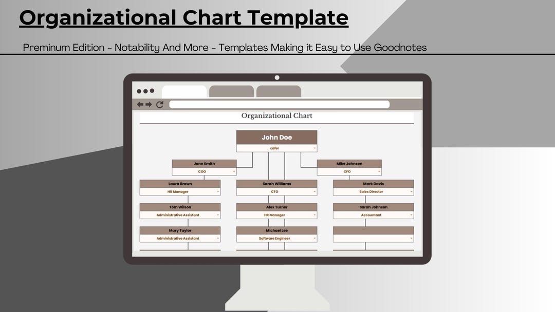 Organizational Chart Template, Editable Google Sheets, Digital Download ...