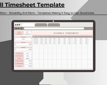 Payroll Timesheet Template, Digital Download, Editable Google Sheets ...