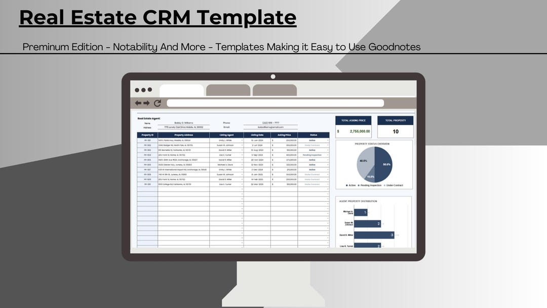Real Estate CRM Template, Editable Google Sheets, Digital Download ...