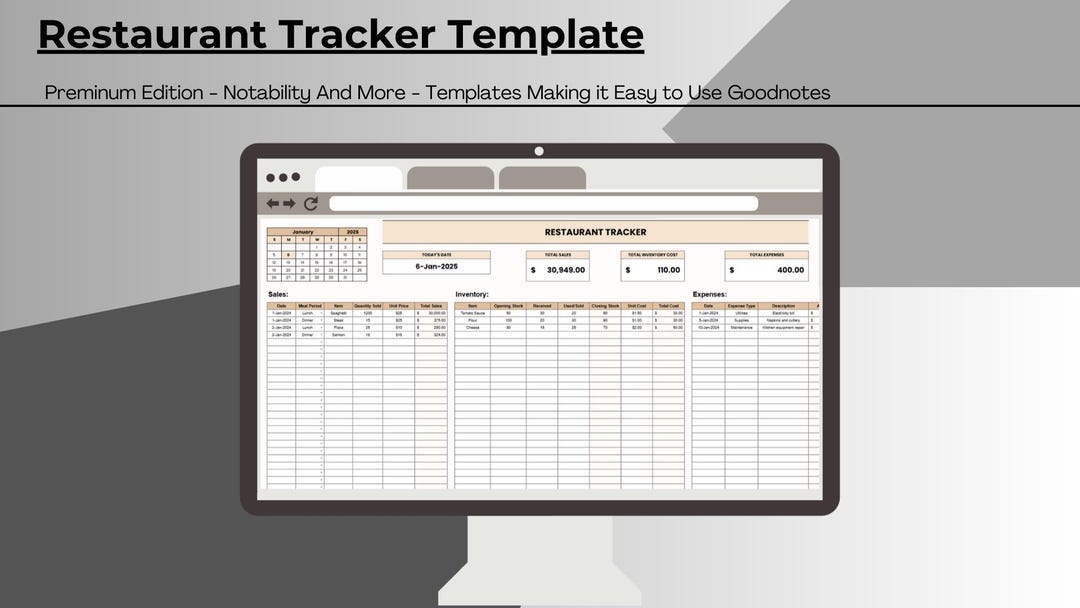 Restaurant Tracker Template, Editable Google Sheets, Digital Download ...