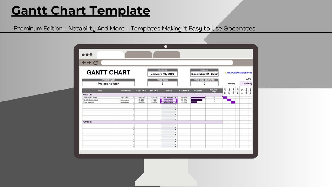 Gantt Chart Template, Editable Google Sheets, Digital Download, Easy to ...