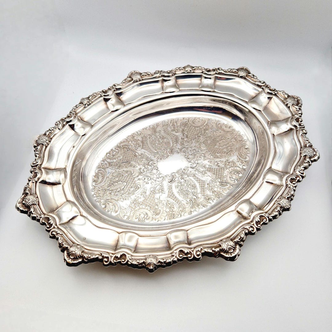 Silver Plate Tray Vintage Viners of Sheffield Alpha Serving Tray Silver ...