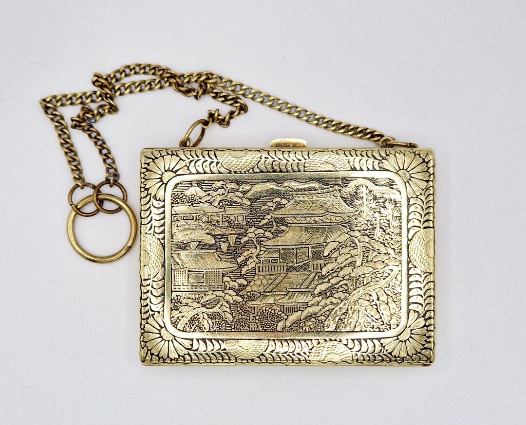 Japanese 1920s Purse Gilt Metal and Niello Compact Vanity Coin Purse ...