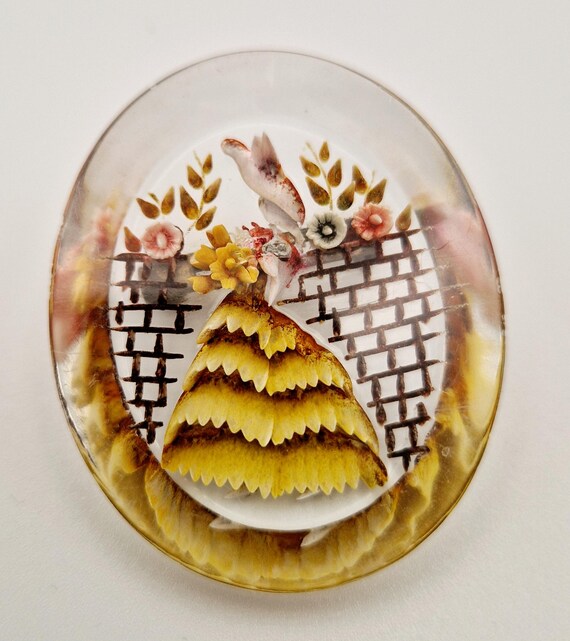 1940s Lucite Brooch Reverse Carved Lucite Crinoline L… - Gem
