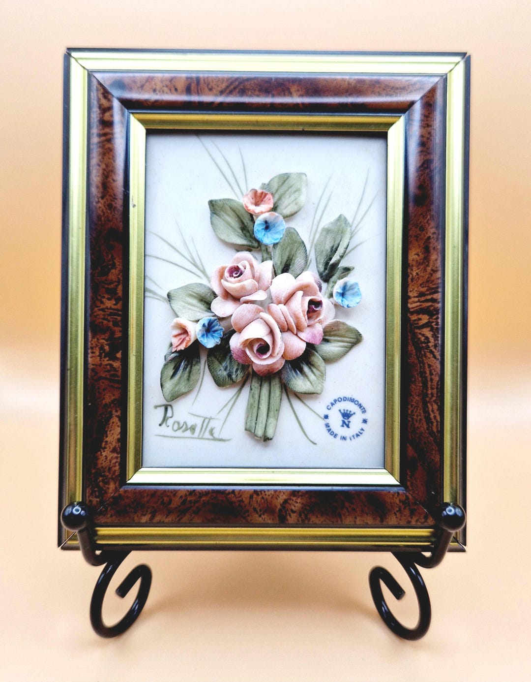 1950s Capodimonte Framed 3D Porcelain Floral Art - Etsy