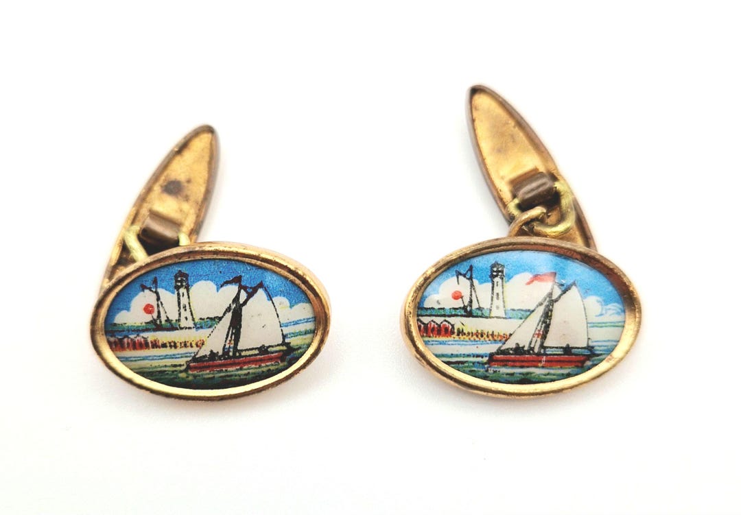 1940s Cufflinks Gilt Gold Plated Vintage Cufflinks Yacht Cufflinks ...