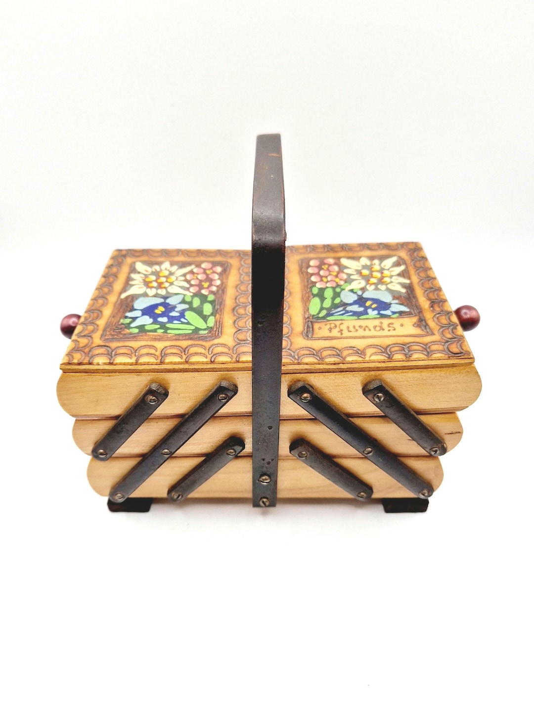 1950s Music Box Handmade Austrian Music Box Sewing Organiser Jewellery ...