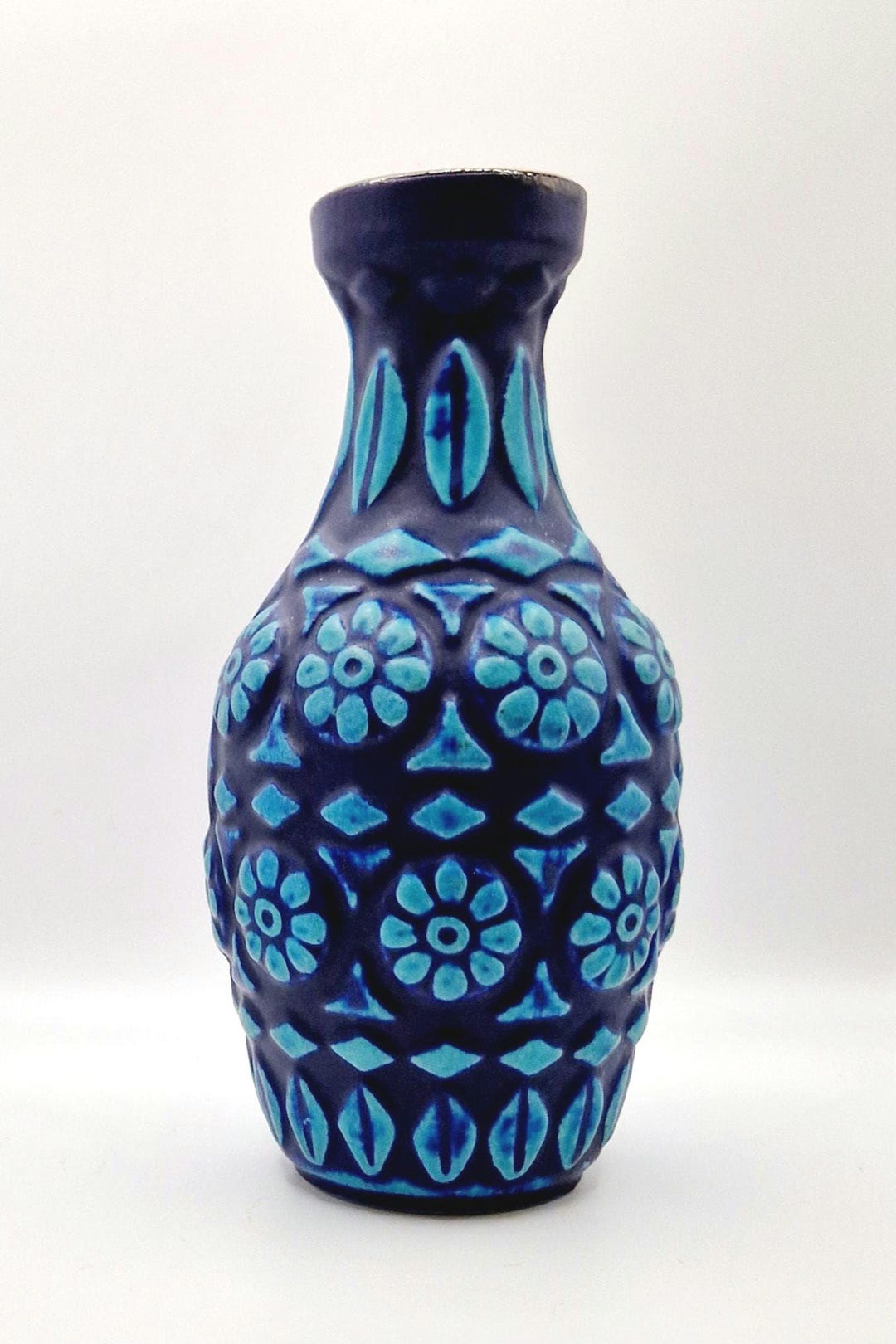 1960s German Vase Scheurich Bay Keramik 76-20 WGP Matte Blue Turquoise ...