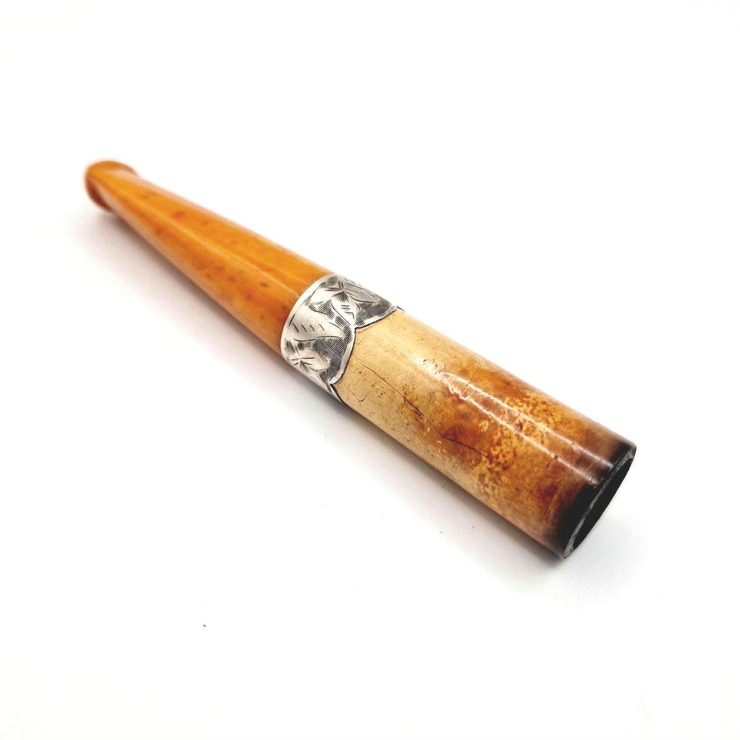 Edwardian Cigar Cheroot Cigarillo Holder Vintage Amber Sterling Silver ...