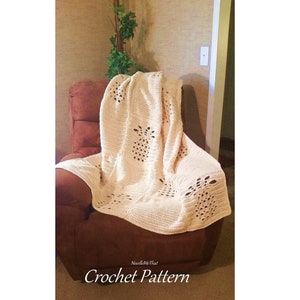 Pineapple Creme Afghan Crochet Pattern, Throw, Light Airy Blanket, Soft ...
