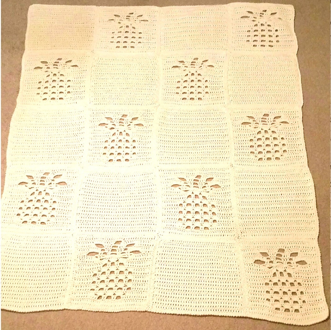 Pineapple Creme Afghan Crochet Pattern, Throw, Light Airy Blanket, Soft ...