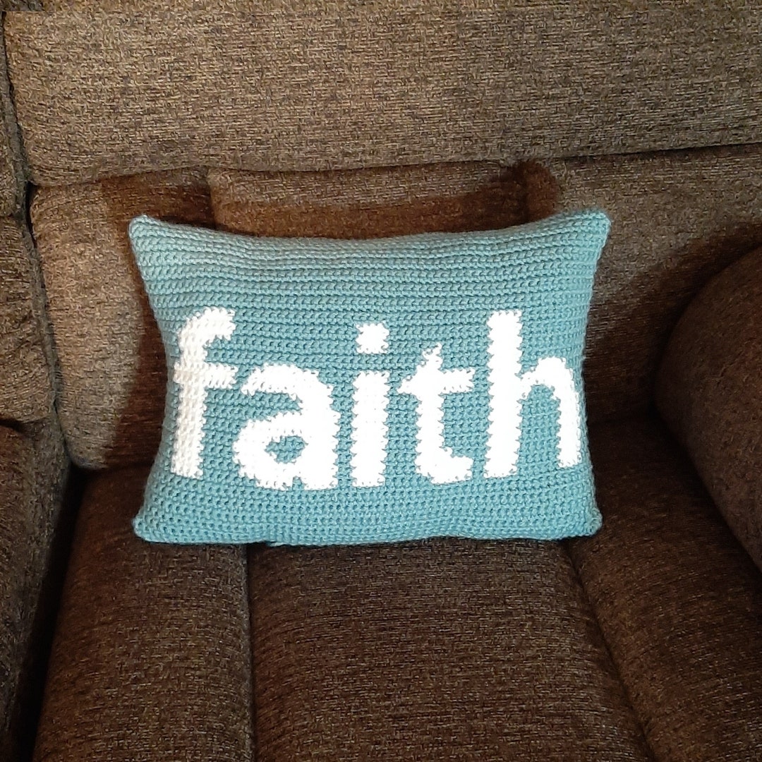 Faith Pillow Crochet Pattern, Scripture Gift, Graph Pattern Intarsia ...